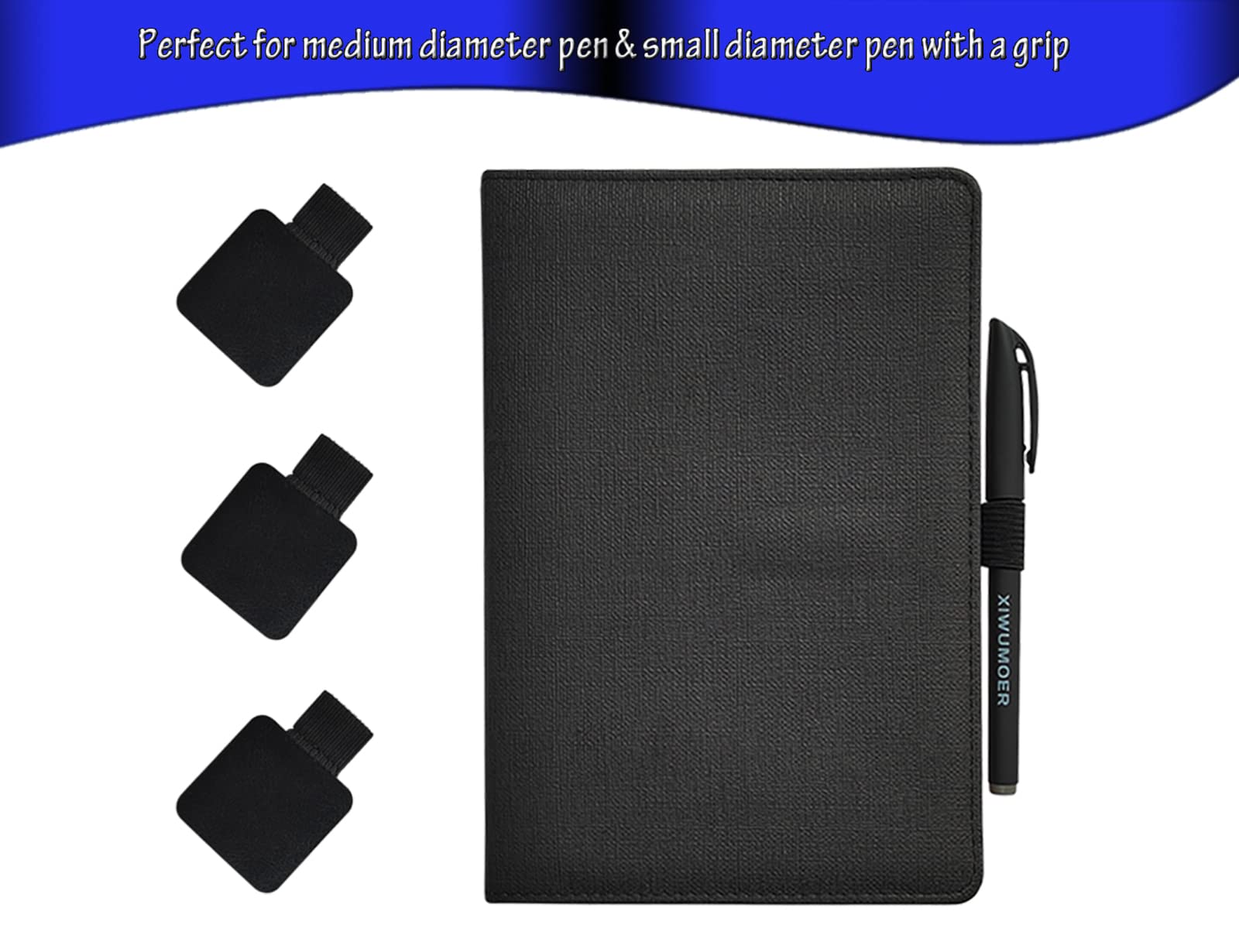 XIWUMOER 10 Pieces Pen Loop Holder,Self Adhesive Pen Holder,Stainless Steel Pen Holder,Pen Clips,Pencil Elastic Loop Designed for Notebooks,Journals,Calendars,Planners,Tablet Case for School, Office