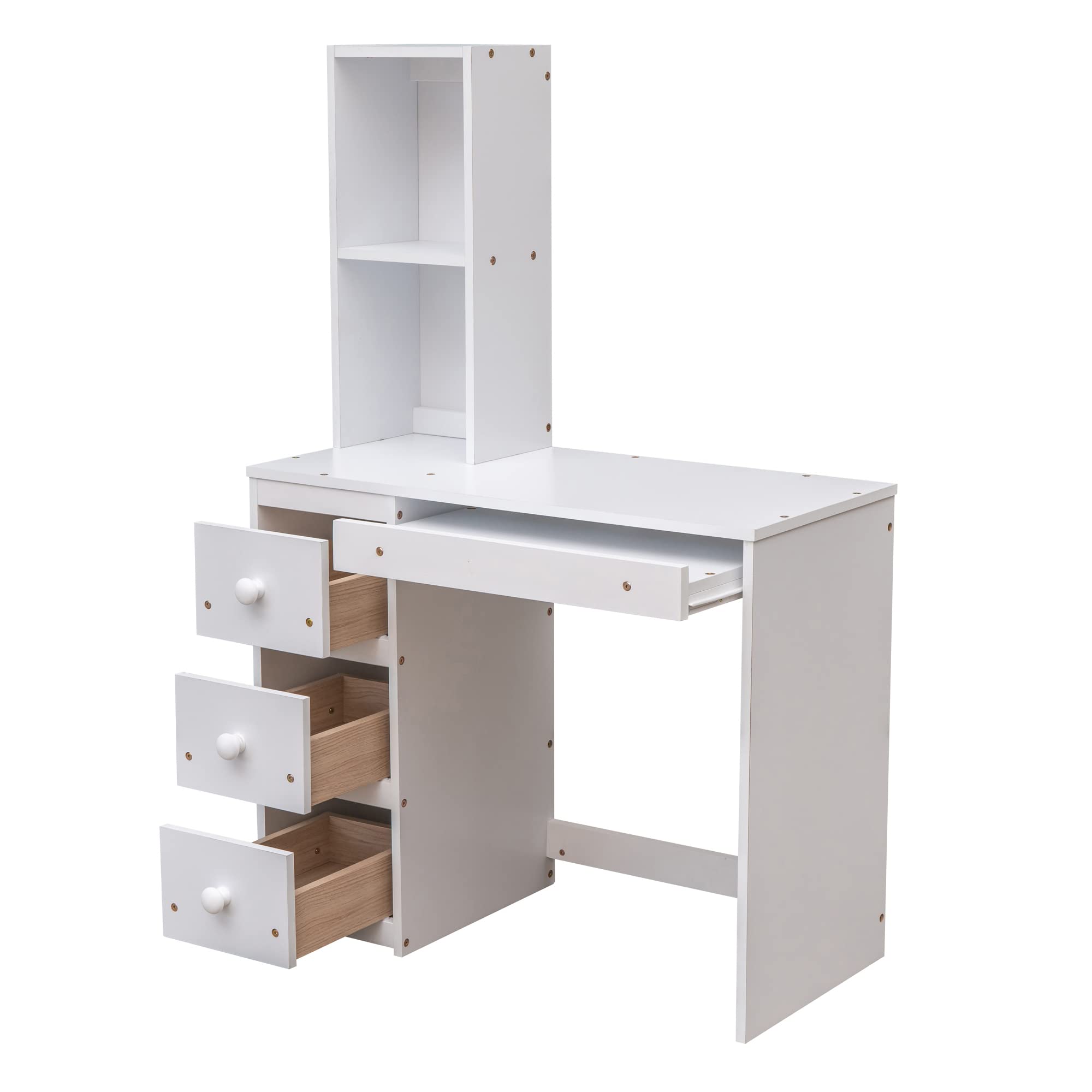BIADNBZ Twin Over Twin Bunk Bed with Desk, Stairs, Storage Drawers and Shelves, Wood L-Shaped Bunkbed with Convertible Design, for Kids Teens Bedroom, White