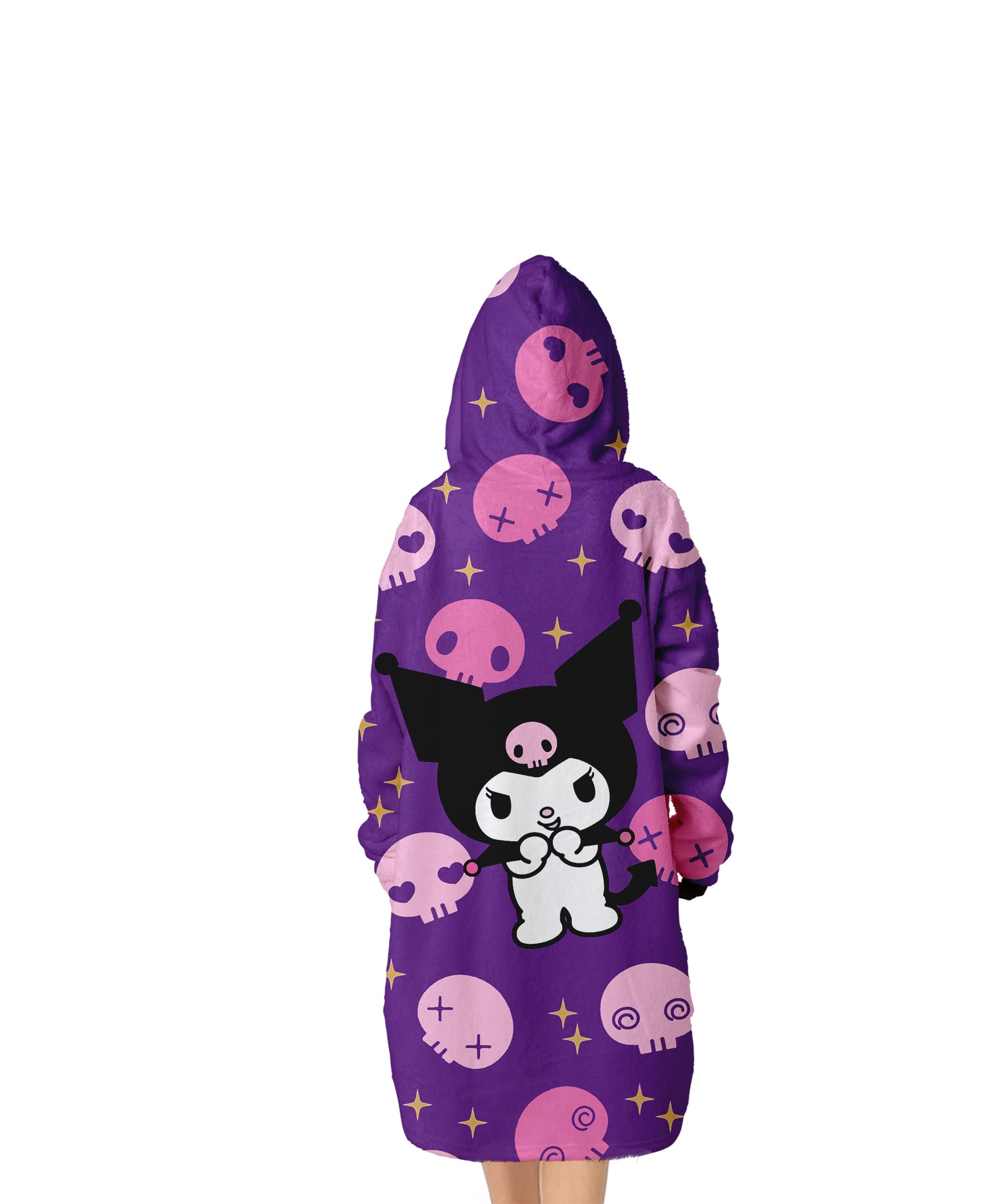 Perwzupe Blanket Hoodie Plus Size Wearable Blankets Oversized Sherpa Sweatshirt With Giant Pocket, Thick And Warm Flannel Blanket With Sleeves 4'11"-5'5"
