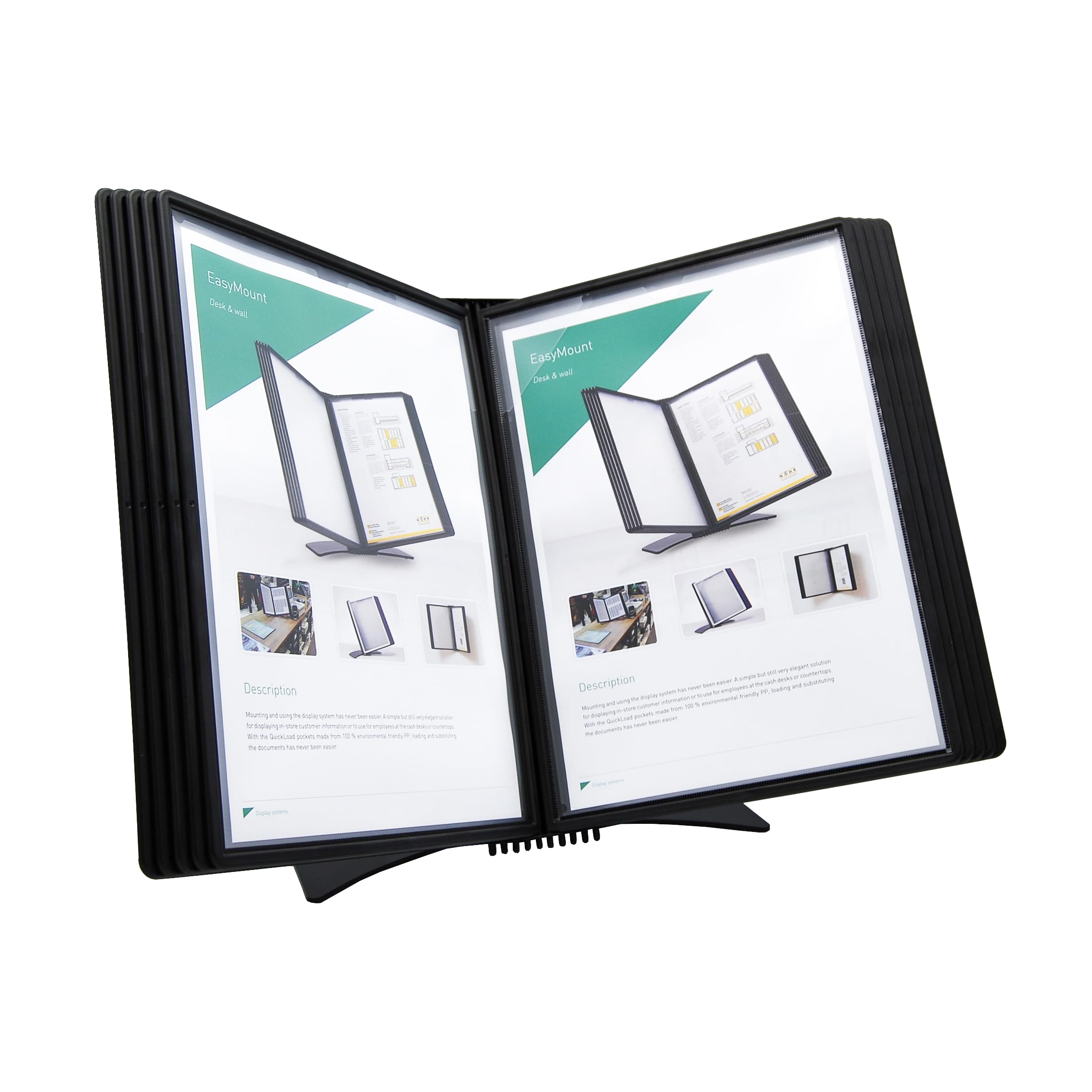 Tarifold Desktop Reference and Display System 10 Double-Sided Pockets - Black-Framed - Letter-Size - 20 Sheet Capacity (EZD771)