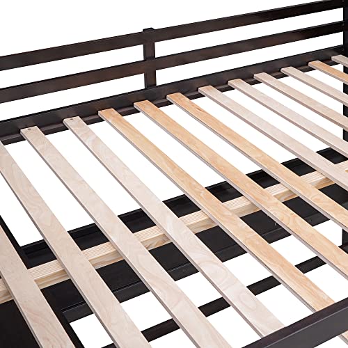 GINGVAT Full Size Loft Bed with Drawers and Desk,Wood Loft Bed with Ladder and Shelves,for Bedroom,Dorm,Apartment,Espresso