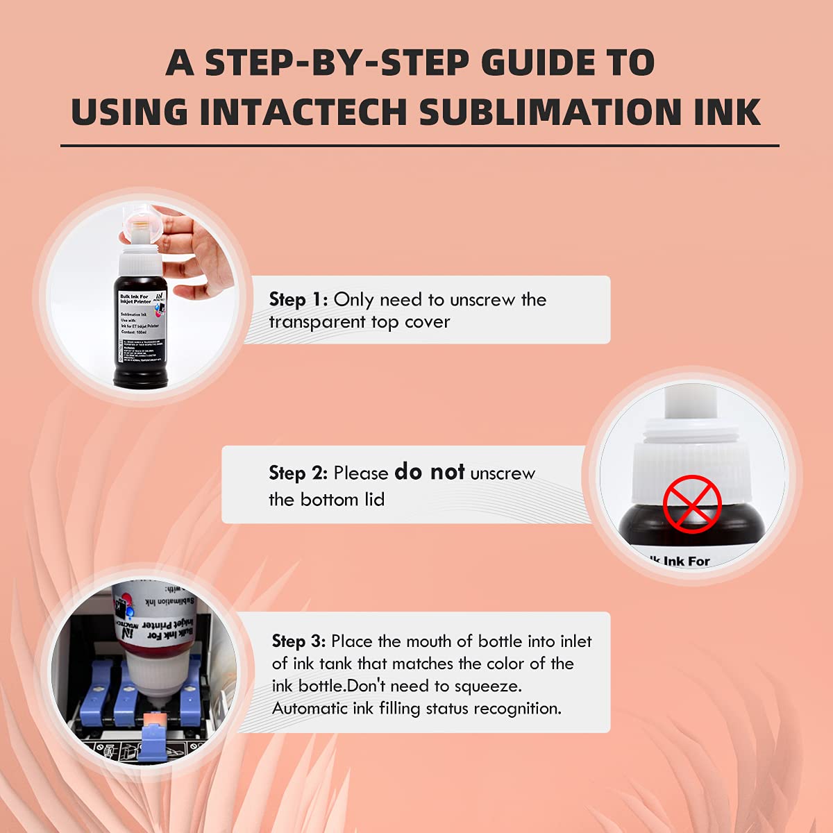 IN INTACTECH Black Sublimation Ink Refill for EcoTank Supertank Printers ET-2720 ET-15000 ET-4700 ET-2760 ET-3760 ET-4760 ET-2700 ET-2750 ET-4750 / 200ML / Anti-UV/Upgrade Version/ICC Free
