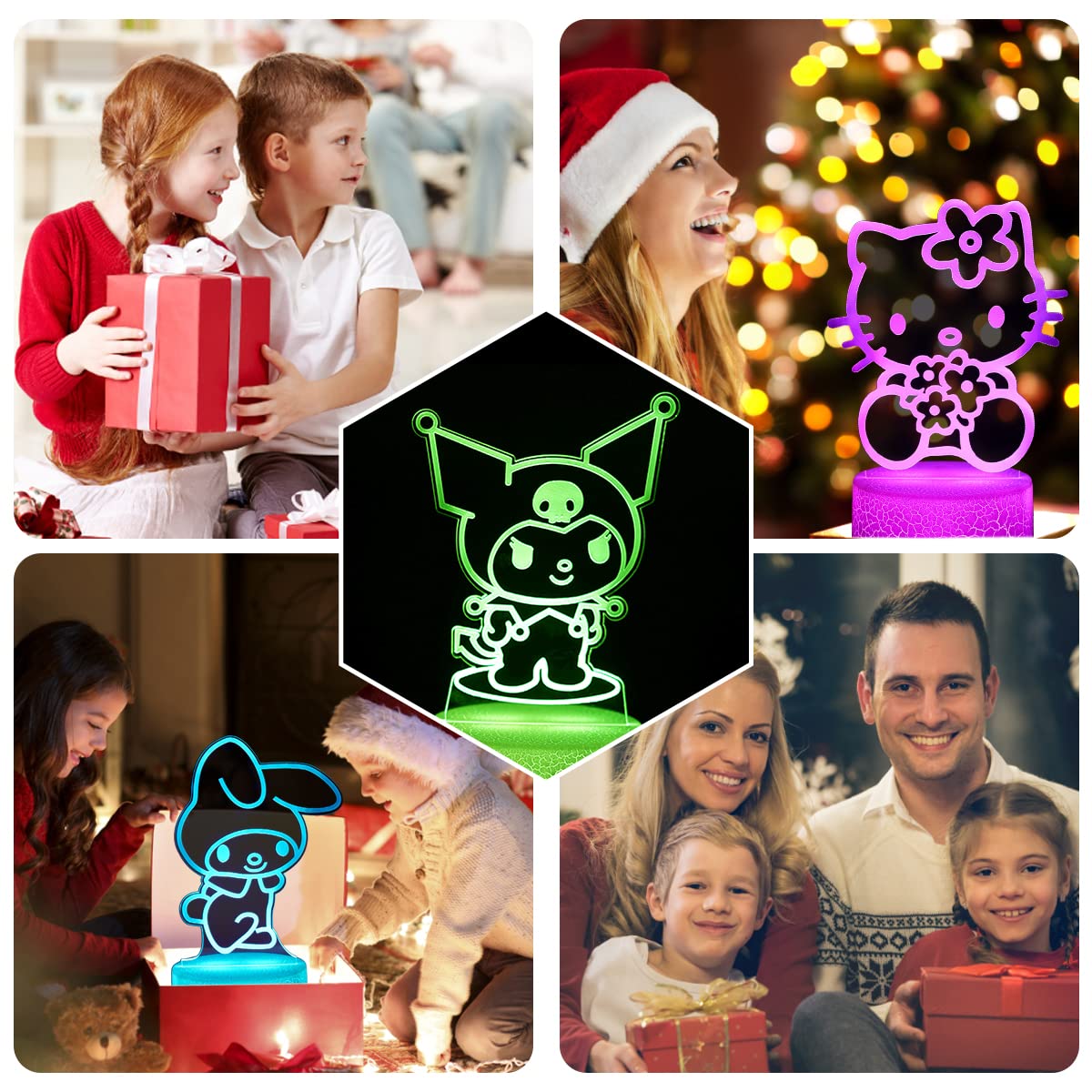 sunduck 3D Illusion Cat Night Light for Kids - 3 Patterns and 16 Colours Change with Remote Control Kitty Lamp Room Decor Birthdays Holidays Christmas Gifts for Kids and Girls