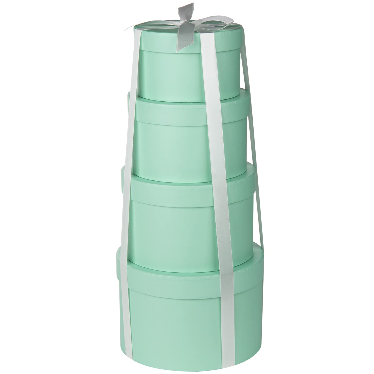 Gift Boxes with Lids Gift Box Assorted Sizes Decorative Nested Boxes Present box Cardboard Teal Blue Gift Boxes for Birthdays Wedding Valentine’s day Anniversary and More - Round Set 4