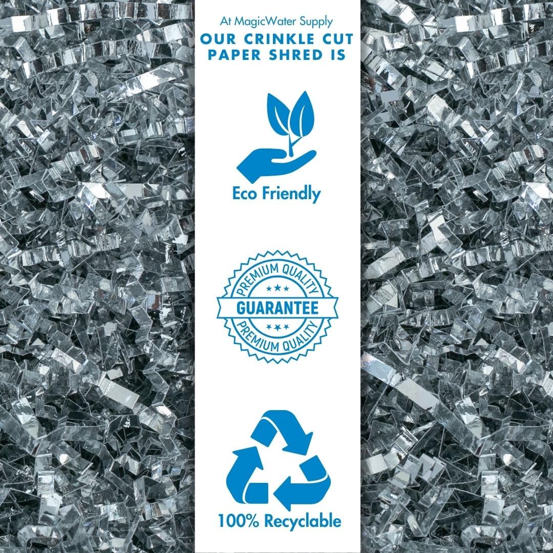 MagicWater Supply Crinkle Cut Paper Shred Filler (1 LB) for Gift Wrapping & Basket Filling - Silver Metallic