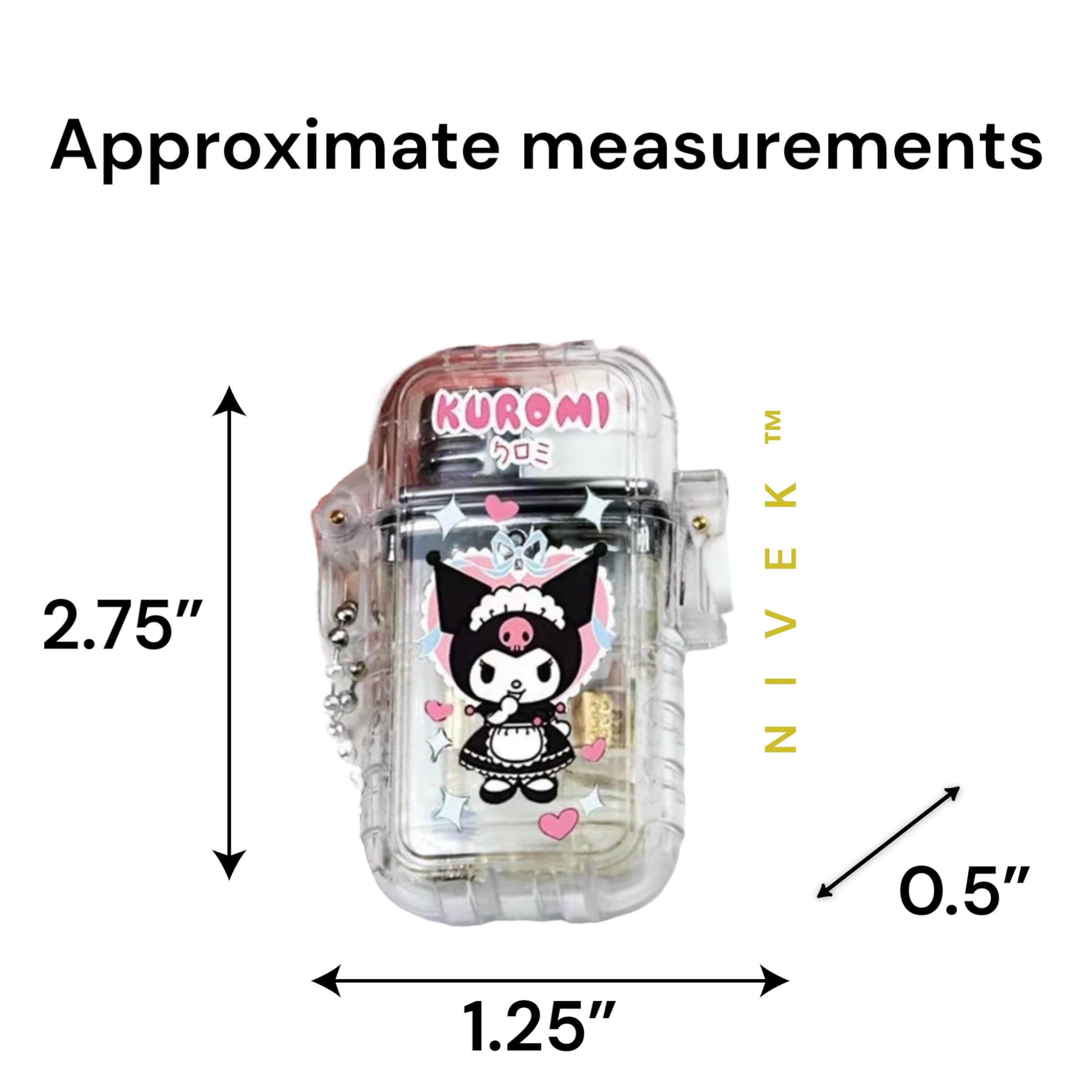 NIVEK Kulomi Transparent Cute Lighter Waterproof Lighter Refillable Kitty KT Cat Melody Japanese Kawaii with Chain (Kulomi Maid)