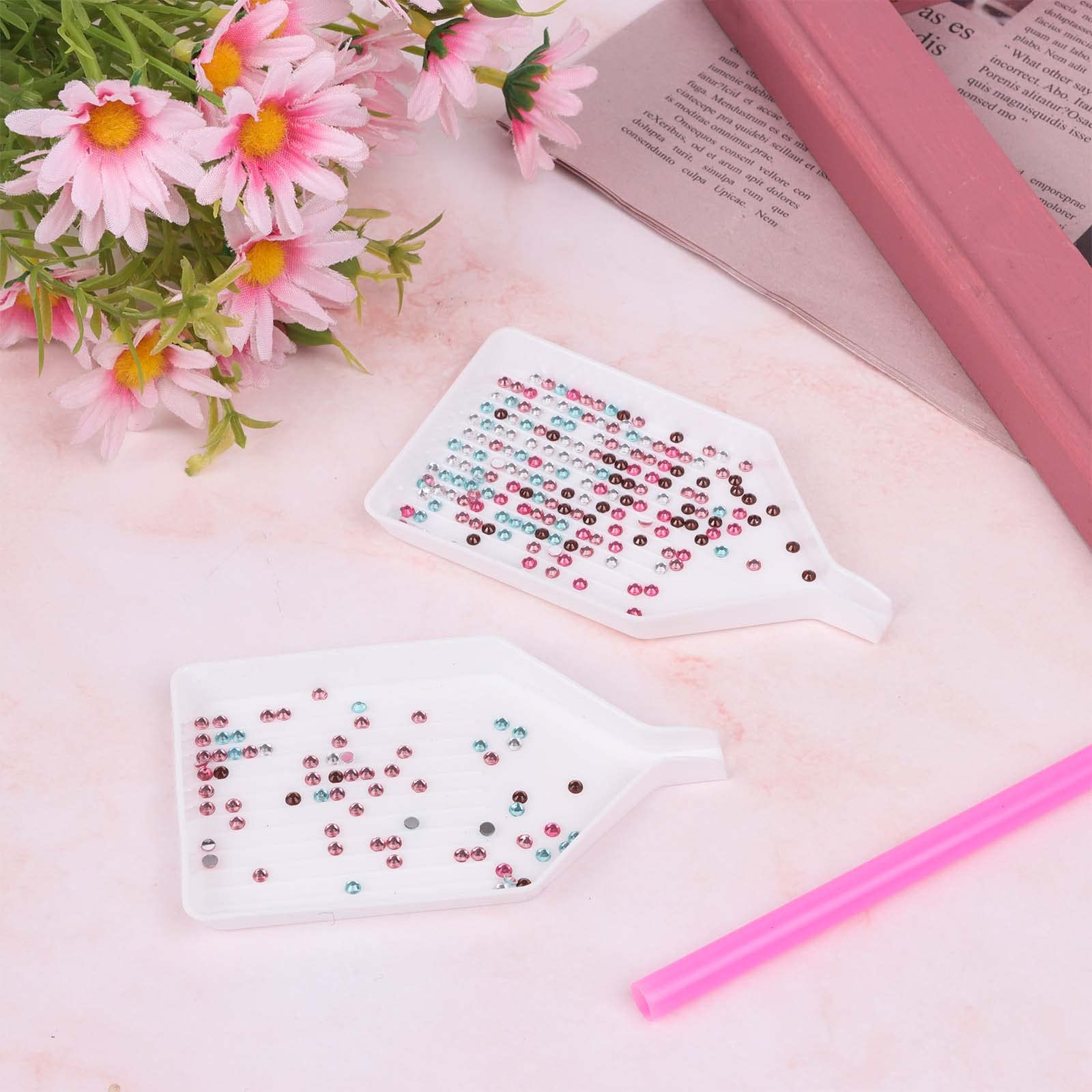 10Pcs Plastic Diamond Painting Trays, 3.8 x 2.2 Inches Rhinestone Plate Tray for Diamond Painting,Bead Sorting Trays for DIY Crafts