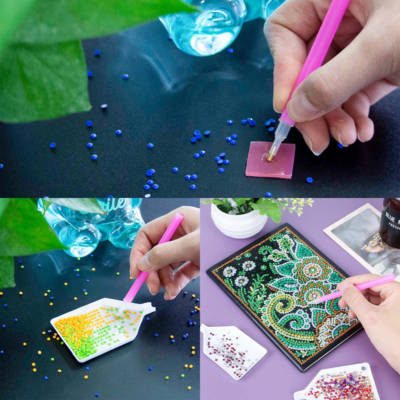 10Pcs Plastic Diamond Painting Trays, 3.8 x 2.2 Inches Rhinestone Plate Tray for Diamond Painting,Bead Sorting Trays for DIY Crafts