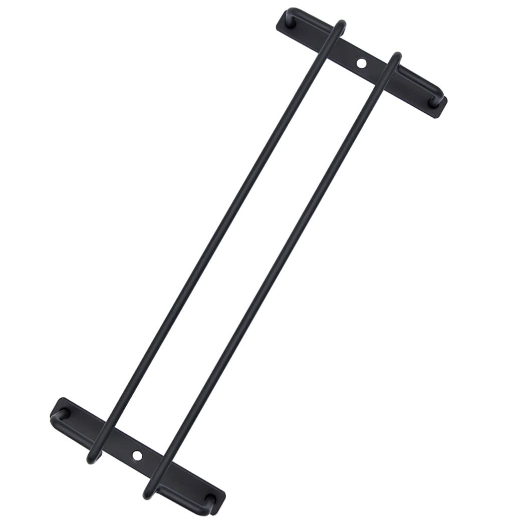 ZOOHOT 27.5cm Wine Glass Rack - Under Cabinet Stemware Wine Glass Holder Glasses Storage Hanger Metal Organizer Black (1 Rows, 2 Pack)