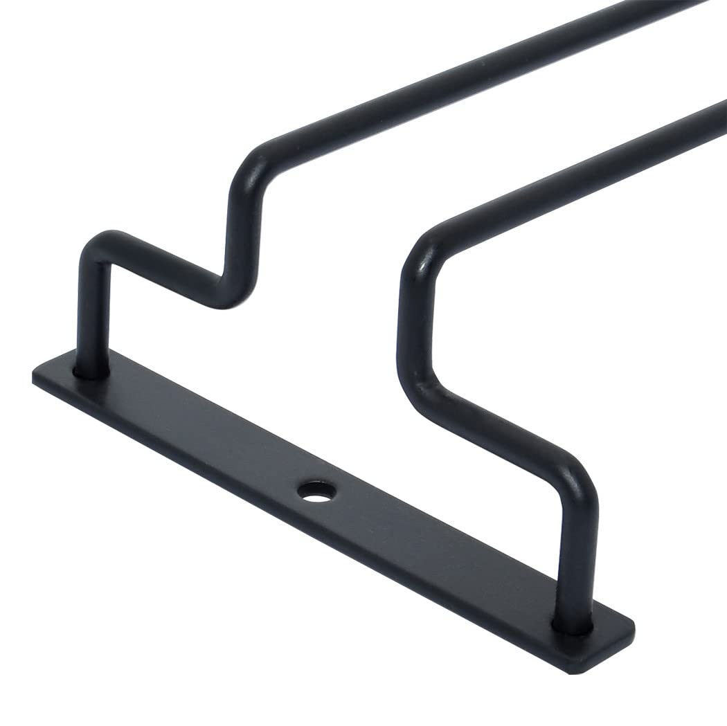 ZOOHOT 27.5cm Wine Glass Rack - Under Cabinet Stemware Wine Glass Holder Glasses Storage Hanger Metal Organizer Black (1 Rows, 2 Pack)