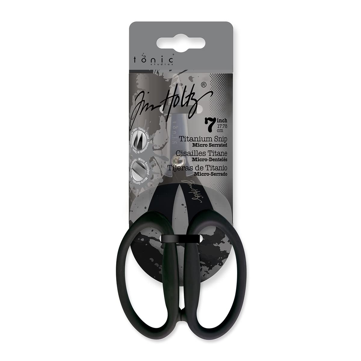 Tonic Studios Tim Holtz 817 Kushgrip Non Stick Micro Serrated Snips, 7" , Red