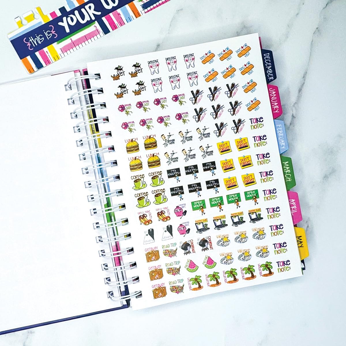 Reminder Binder 2023-2024 18-Month Weekly Monthly Planner, January 2023 - June 2024, 8.75” x 7.25”, Hardcover, Elastic Closure, Twin-Wire Binding, Planner Stickers, Monthly Divider Tabs, Pockets, To-Do Lists, Budget Planner, Keepsake Box