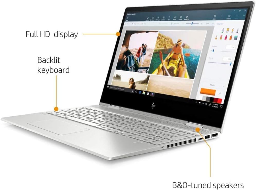 HP Envy X360 2-in-1 Touchscreen Laptop 15.6" FHD i7-10510U Business PC, 32GB RAM, 1TB SSD, Quad-Core up to 4.90 GHz, USB-C, Fingerprint, Backlight Keyboard, B&O Speakers, Webcam, Win 10