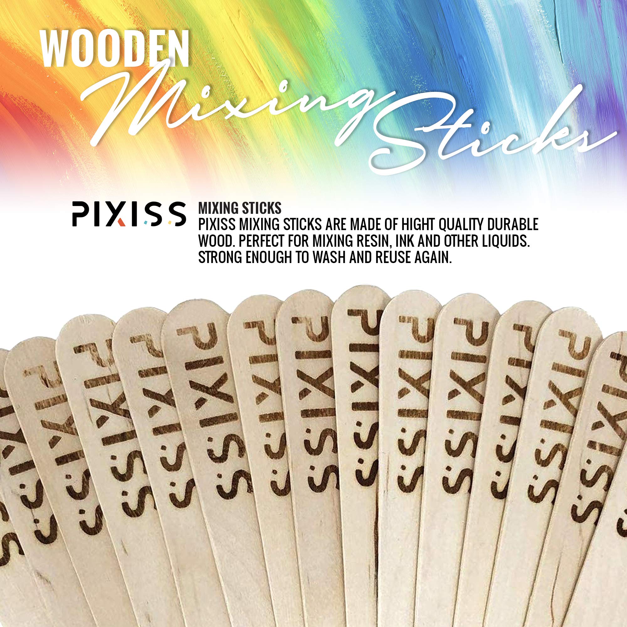 50-Pack Disposable Epoxy Resin Mixing Cups with Measurements - Pixiss Mixing Cups for Epoxy Resin, Epoxy Mixing Containers, Epoxy Cups For Epoxy Measuring Cups - 20 Resin Mixing Sticks
