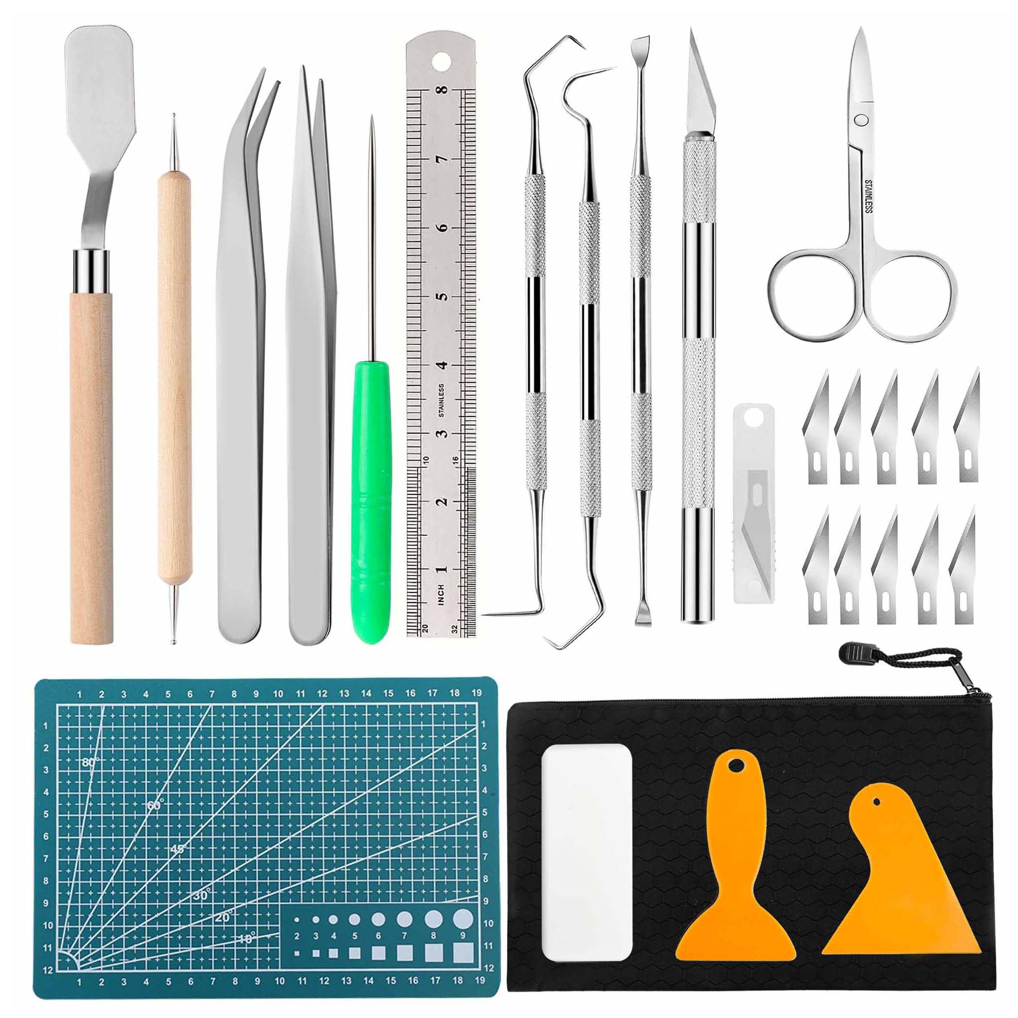 Dorhui 15 Pieces Craft Weeding Tools Set, Vinyl Weeding Tools Cricut Utensils Accessories Craft Basic Set Craft Vinyl Tools Kit for Weeding Vinyl, Silhouettes, Cameos, Lettering