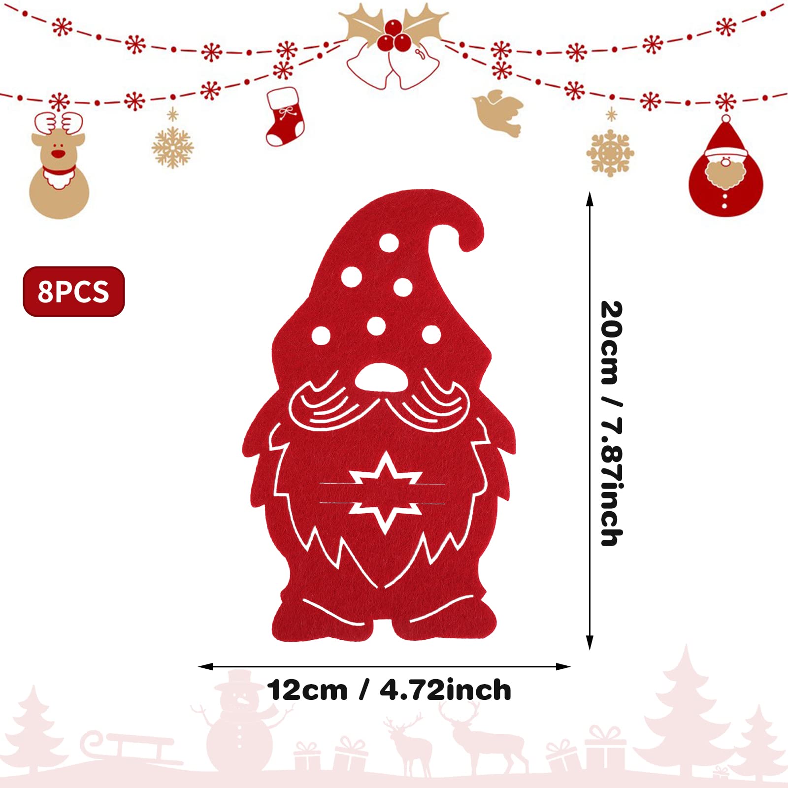 cobee Christmas Cutlery Holders, 8 Pcs Xmas Santa Tableware Christmas Silverware Cutlery Holders Pocket Knifes Forks Bags Dinnerware Decorations for Home Party(Santa)