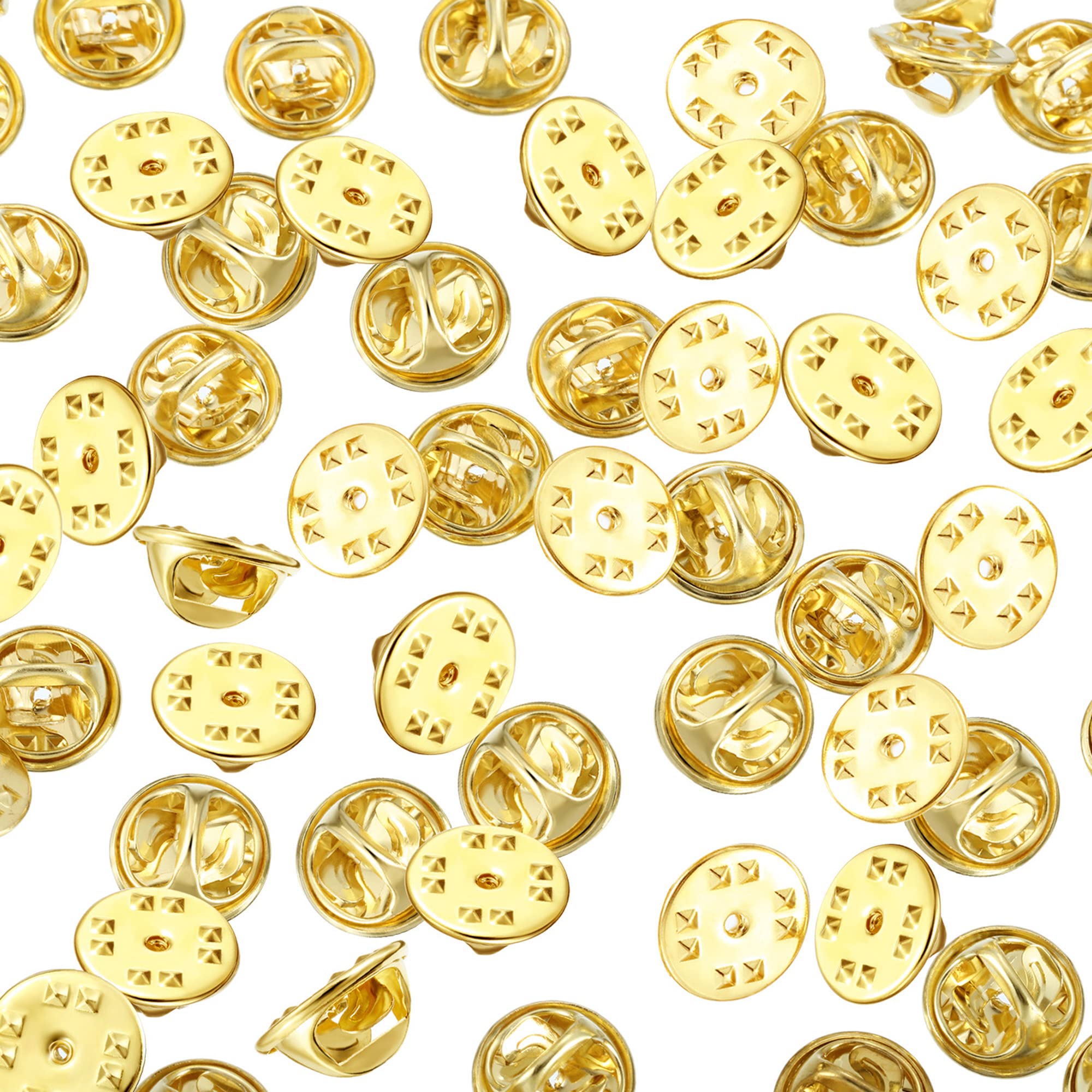 Brass Clutch Badge Insignia Clutches Pin Backs Replacement (Gold, 50 Pieces)