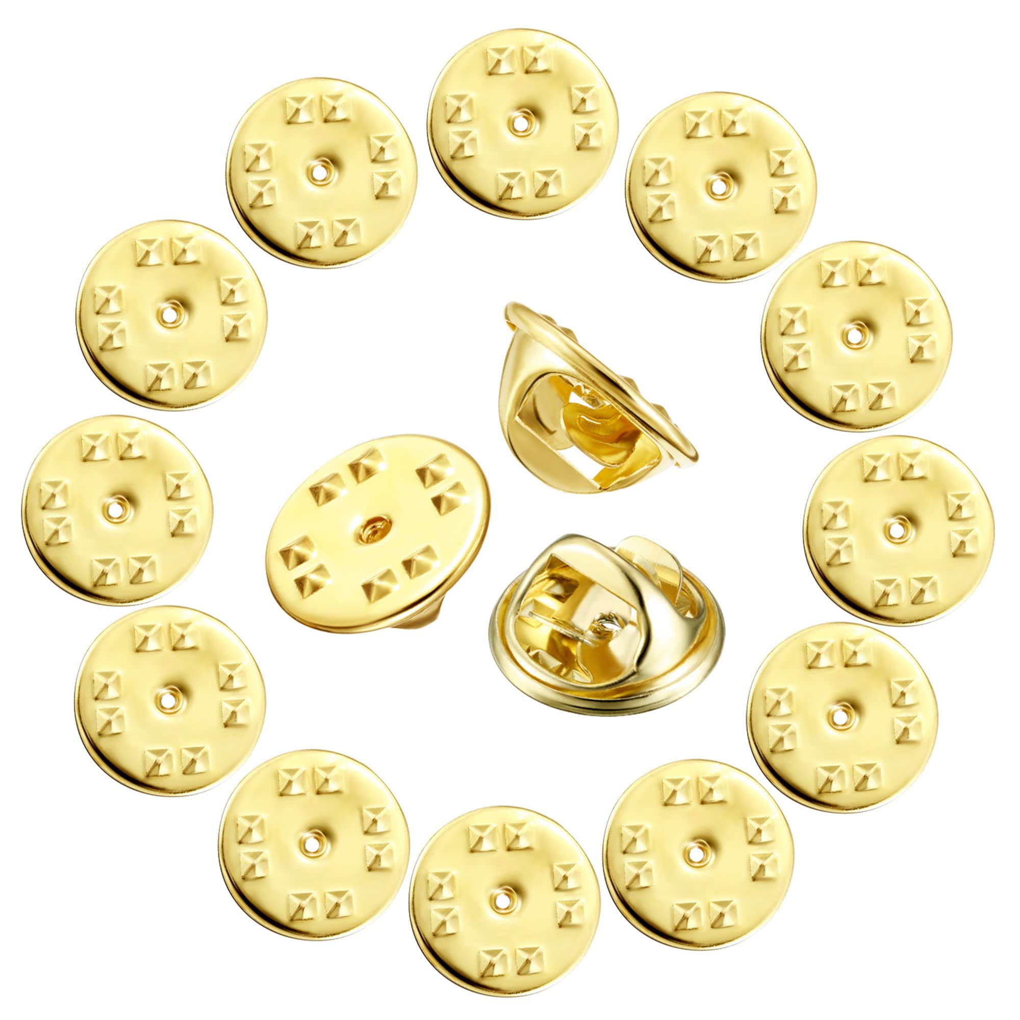 Brass Clutch Badge Insignia Clutches Pin Backs Replacement (Gold, 50 Pieces)