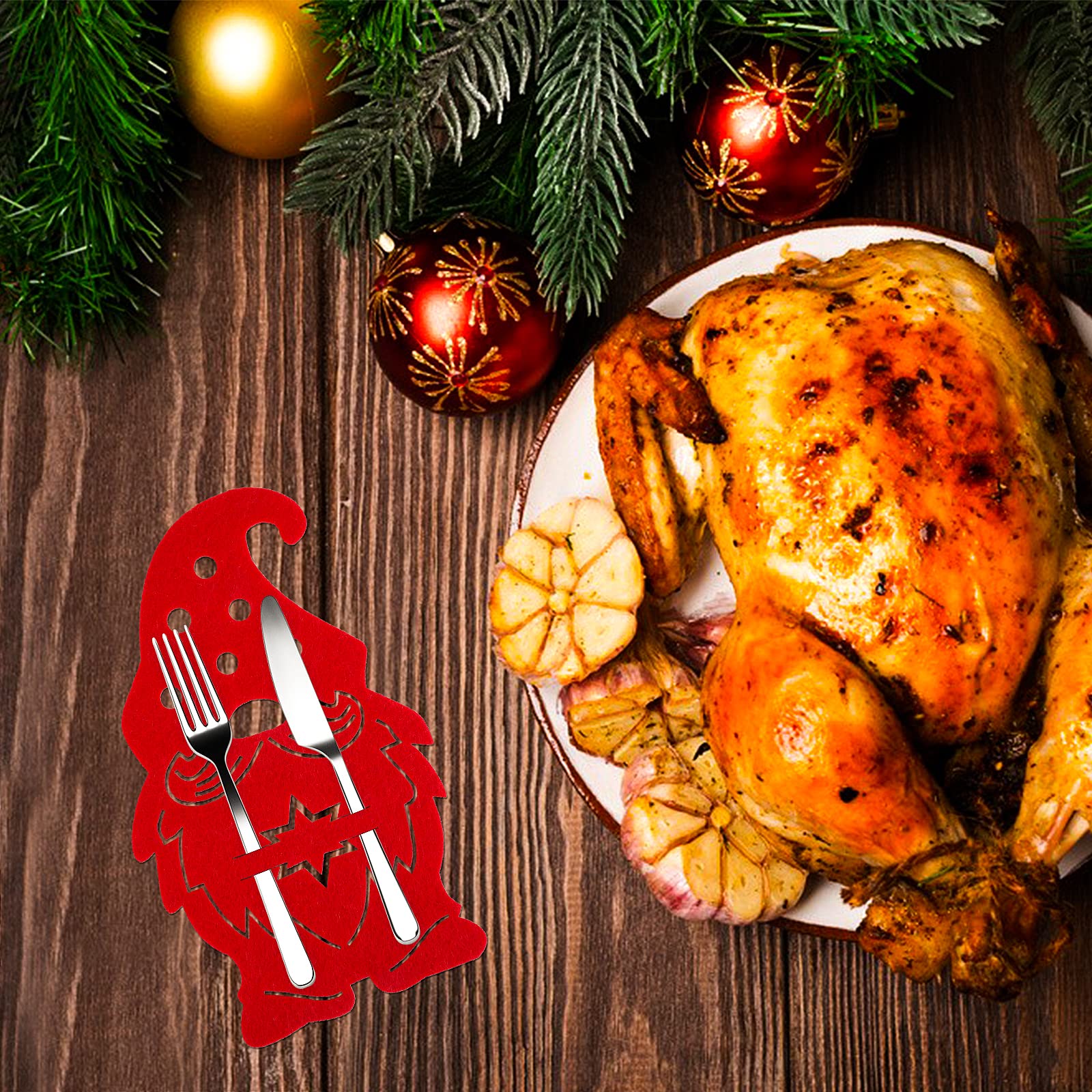 cobee Christmas Cutlery Holders, 8 Pcs Xmas Santa Tableware Christmas Silverware Cutlery Holders Pocket Knifes Forks Bags Dinnerware Decorations for Home Party(Santa)