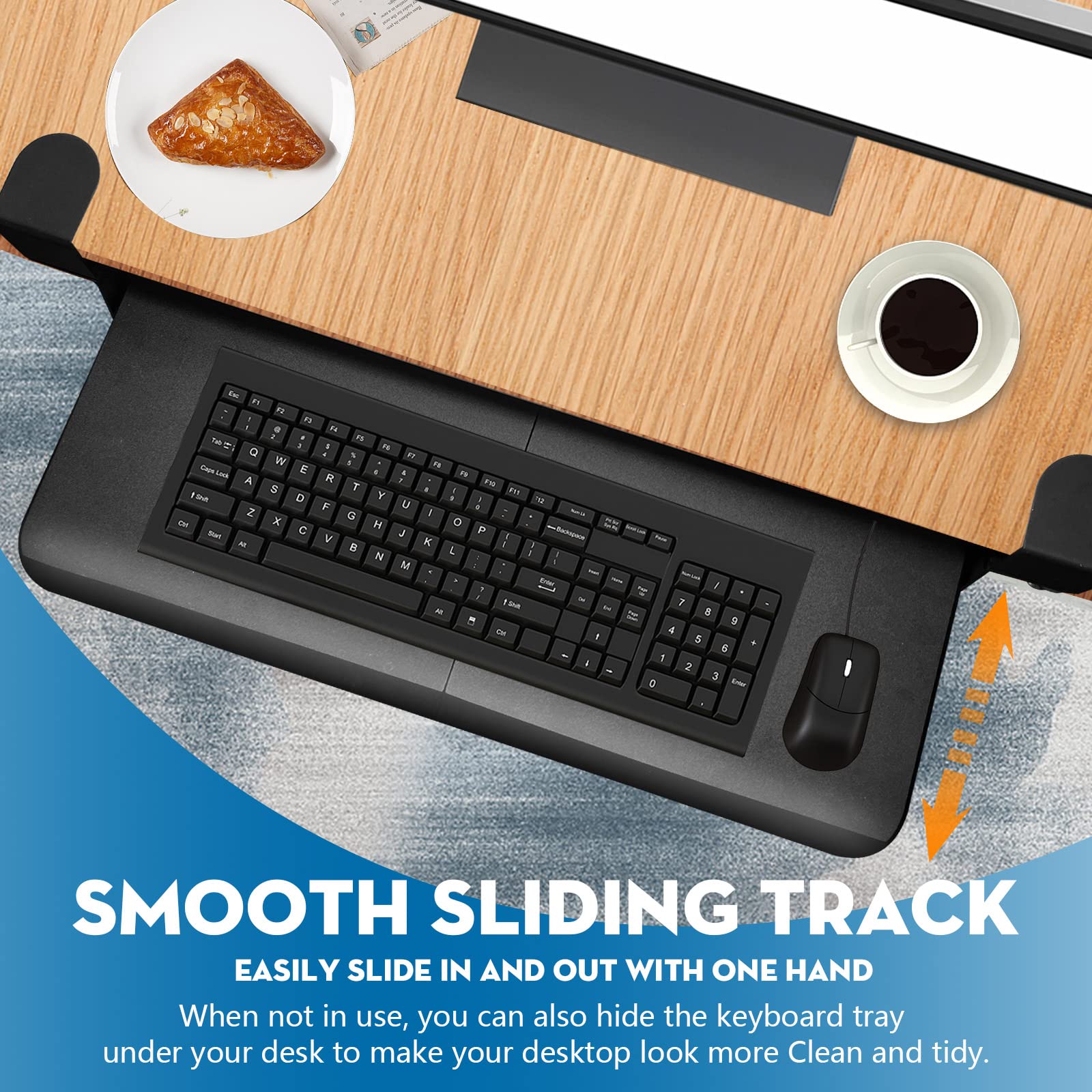 Large Keyboard Tray Under Desk,Sturdy C Clamp Mount System,26.3" x 11" Slide-Out Computer Keyboard Drawer,Fits Full Size Keyboard and Mouse,for Home or Office|for Desks Up to 1.5",Black…