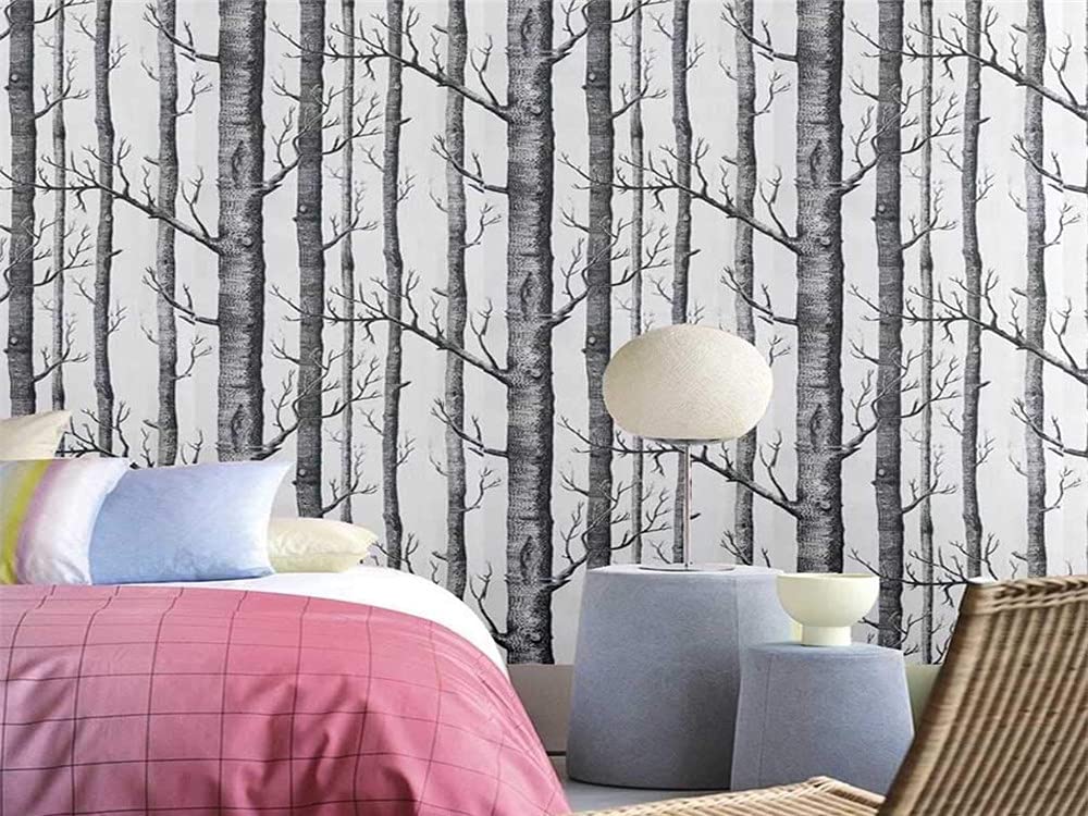 HOYOYO 17.8 x 118 Inches Self-Adhesive Shelf Liner, Self-Adhesive Shelf Liner Dresser Drawer Paper Wall Sticket Home Decoration, Black Tree
