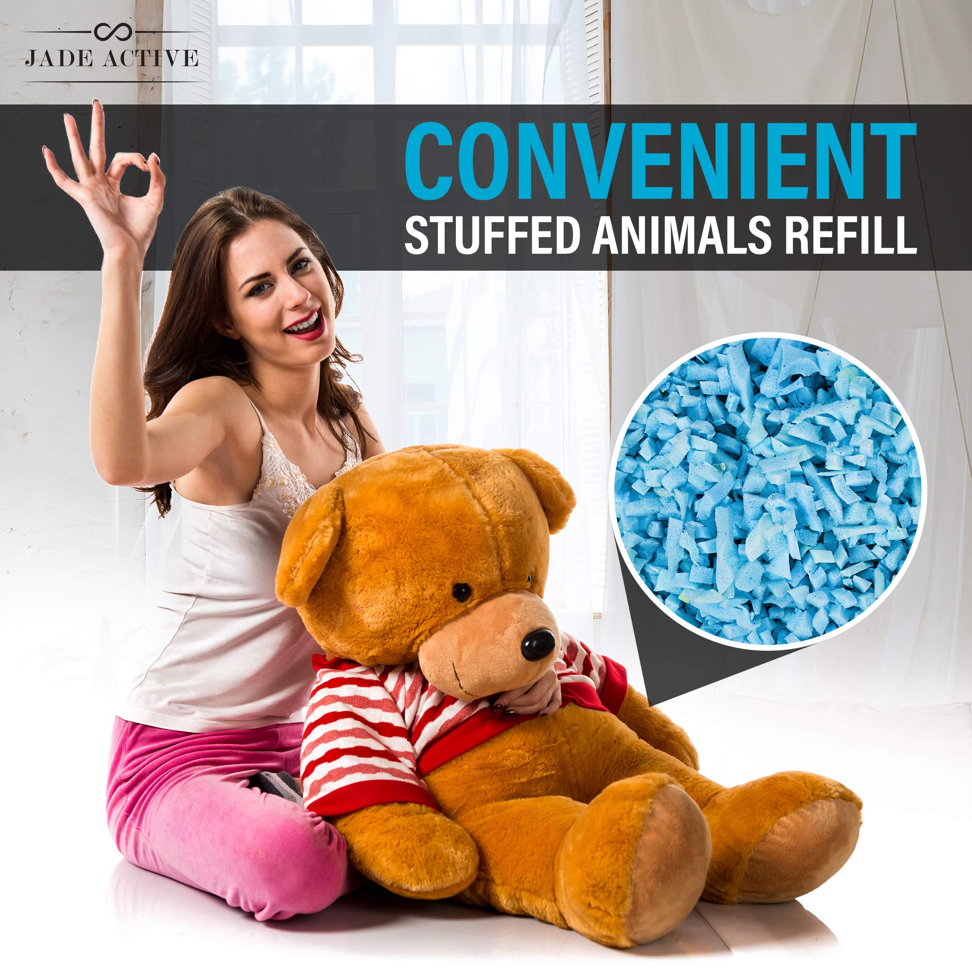 Jade Active Bean Bag Filler Foam - 5 Pound Premium Shredded Memory Foam - Easy Pillow Stuffing Foam for Dog Bed or Couch Cushion - Very Soft and Great for Stuffing