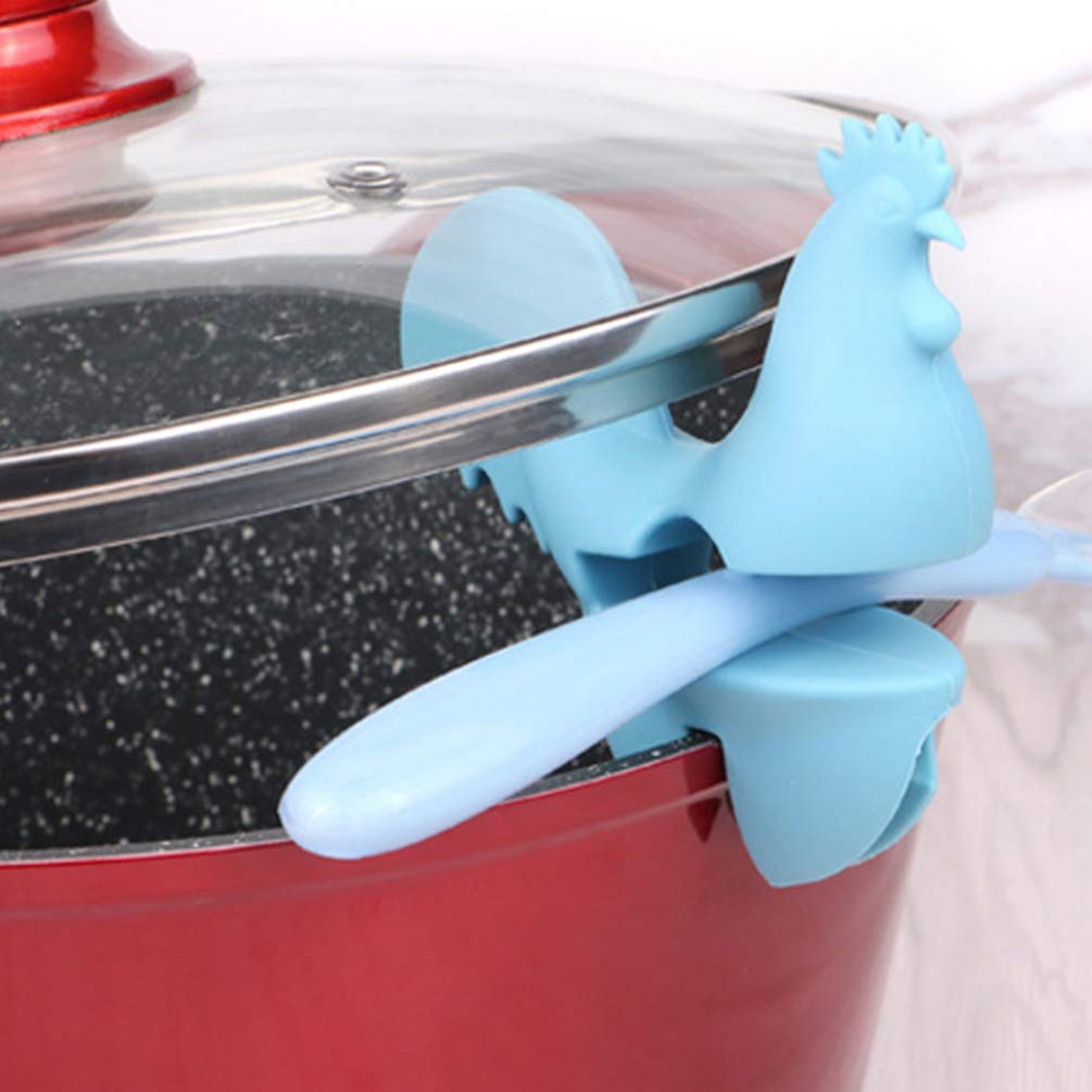 DOITOOL 2pcs Silicone Pot Clip Spoon Rest Cooking Utensil Holder Heat Resistant Lid Lifters Spill- proof Pot Lid Holder for Soup Pot Pans Lid Kitchen Home Restaurant (Random Color)