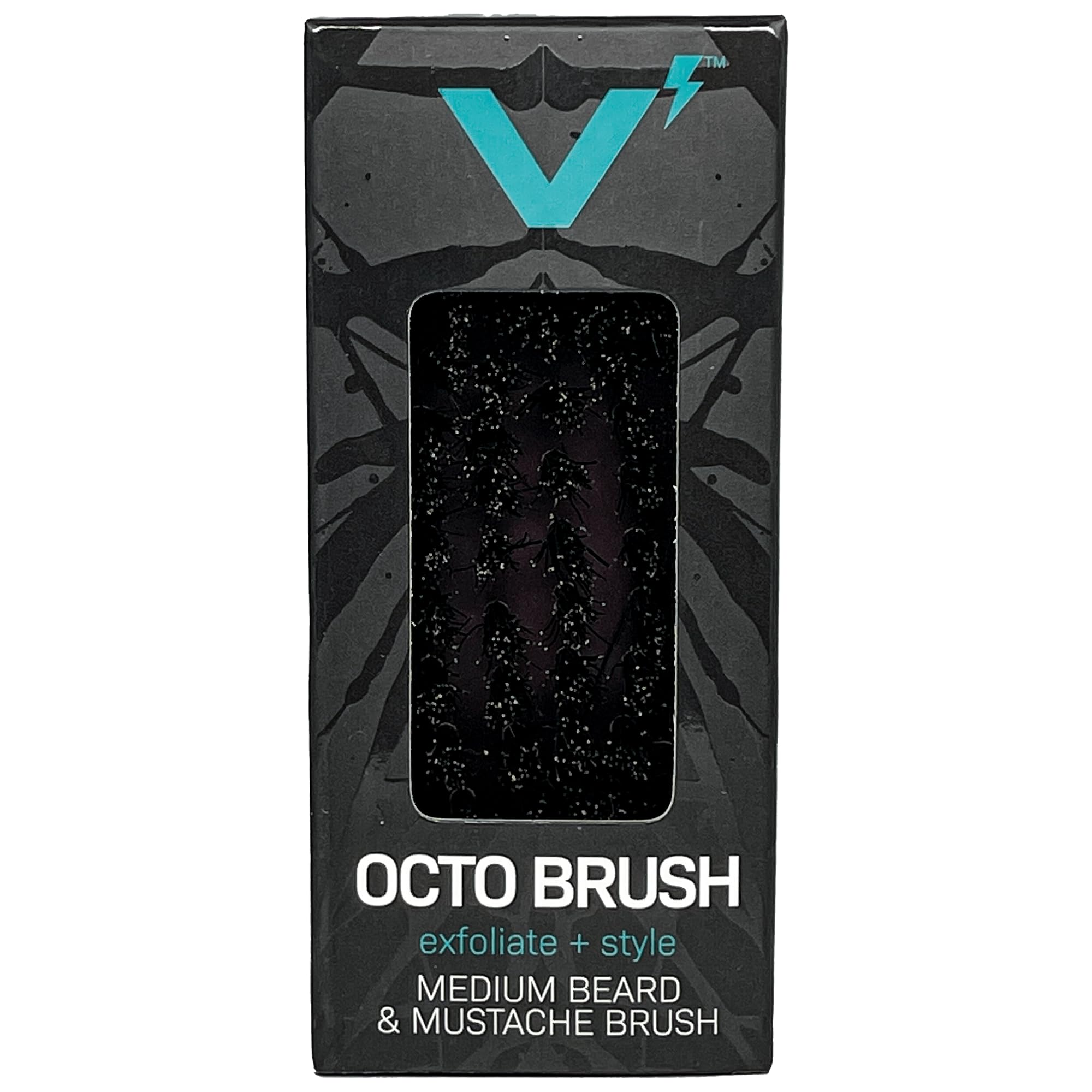 Volt Octo Beard Brush for Men - 100% Natural Pearwood and Real Boar Bristles - Medium Hardness - Untange and Combs - Men's Hair and Beard Styling Products
