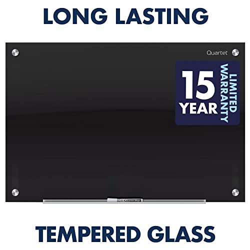 Quartet Glass Whiteboard, Magnetic Dry Erase White Board, 3' x 2', Black Surface, Infinity (G3624B)