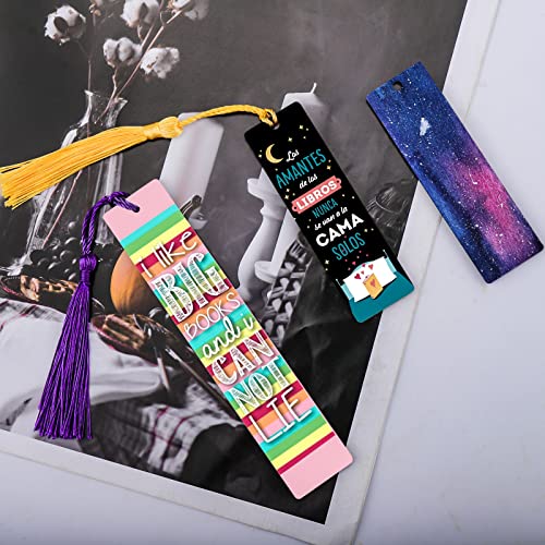 Juome 30 Pcs Sublimation Blanks Bookmark, Sublimation Blanks Products with 30 Pcs Colorful Tassels for DIY Bookmarks Crafts Projects Sublimation Accessories, Double Sided Sublimate