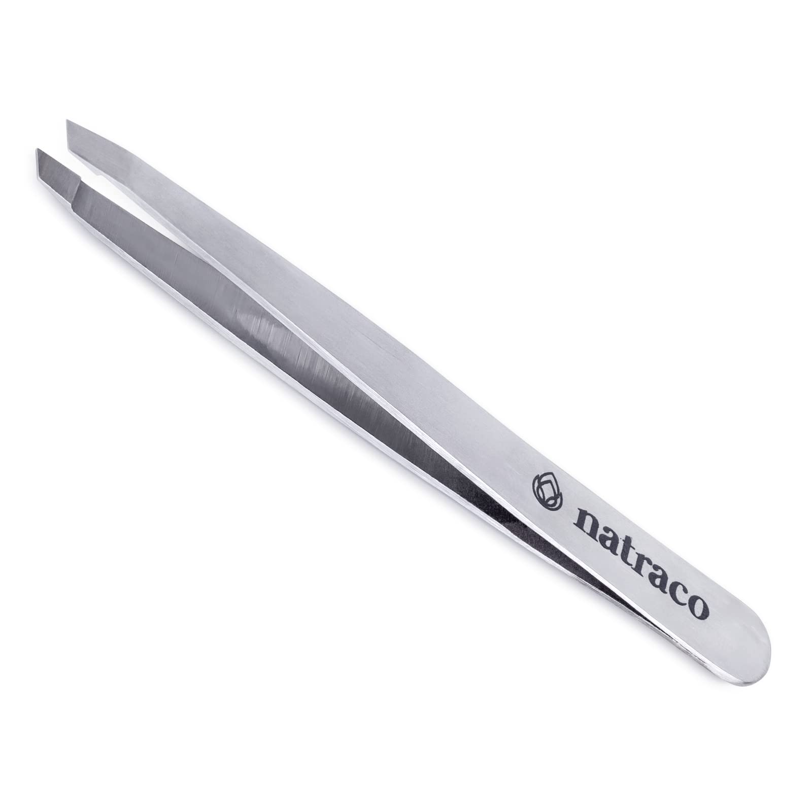 Stainless Steel Slant Precision Tweezers β Professional Tweezers for Eyebrows & Hair Removal β Stainless Steel & Blue Textured (Pack of 2)