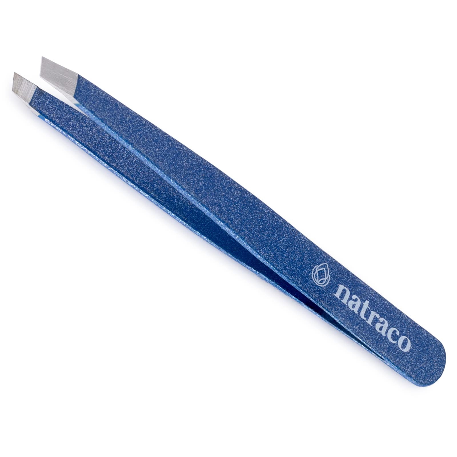 Stainless Steel Slant Precision Tweezers β Professional Tweezers for Eyebrows & Hair Removal β Stainless Steel & Blue Textured (Pack of 2)