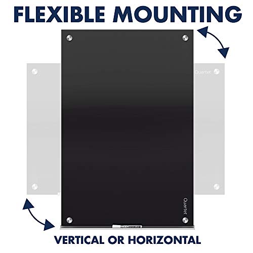 Quartet Glass Whiteboard, Magnetic Dry Erase White Board, 3' x 2', Black Surface, Infinity (G3624B)