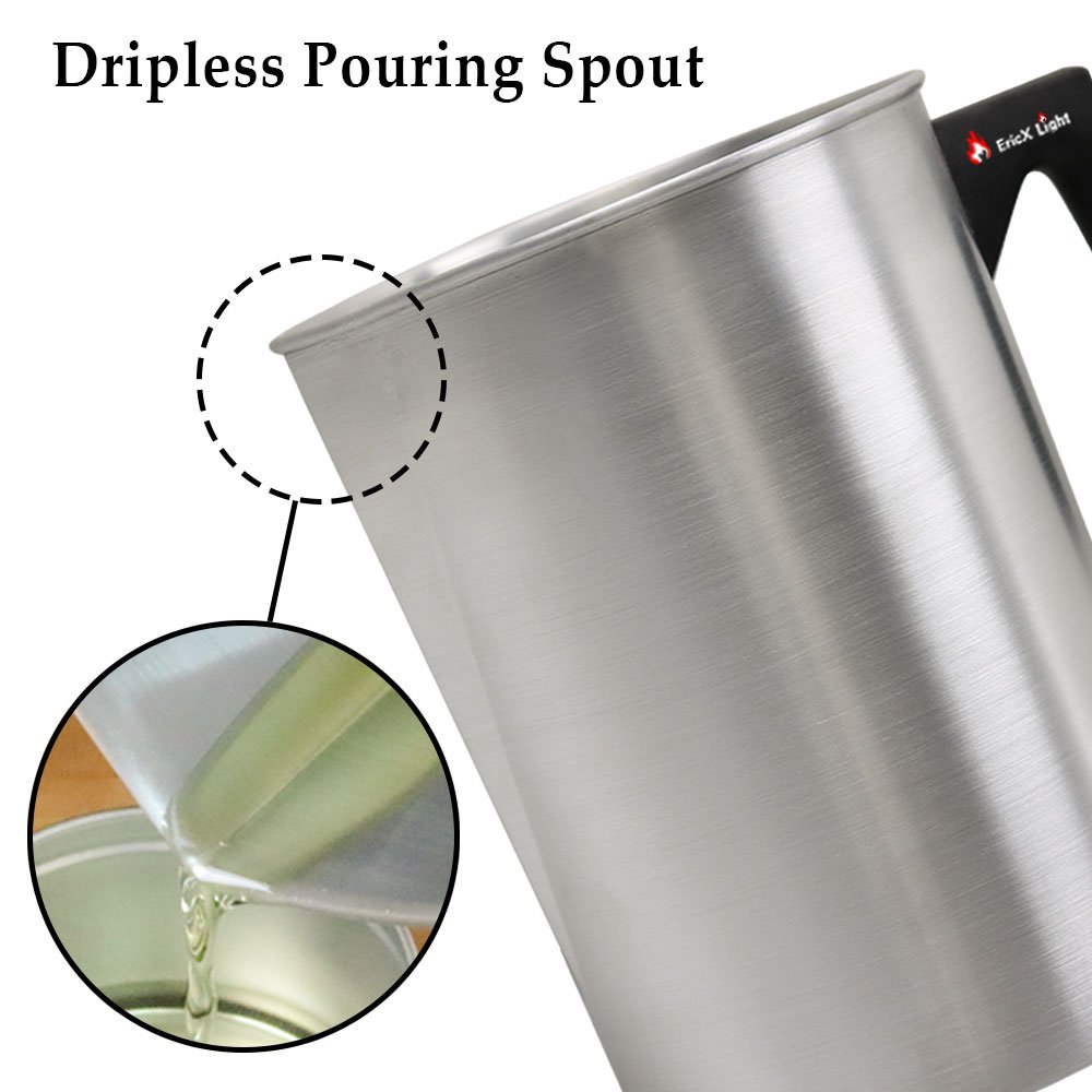 EricX Light Candle Making Pouring Pot, 4 pounds, Dripless Pouring Spout & Heat-Resisting Handle Designed Wax Melting Pot, Aluminum Construction Candle Making Pitcher