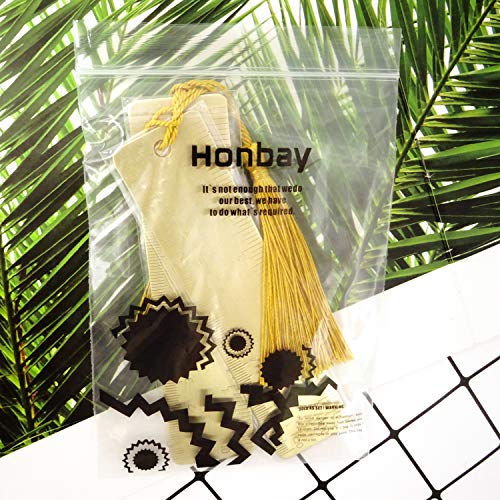 Honbay 2PCS Gold Brass Straight Rulers Metal Copper Bookmarks with Tassels for Home School Library or Travel (5 Inch)