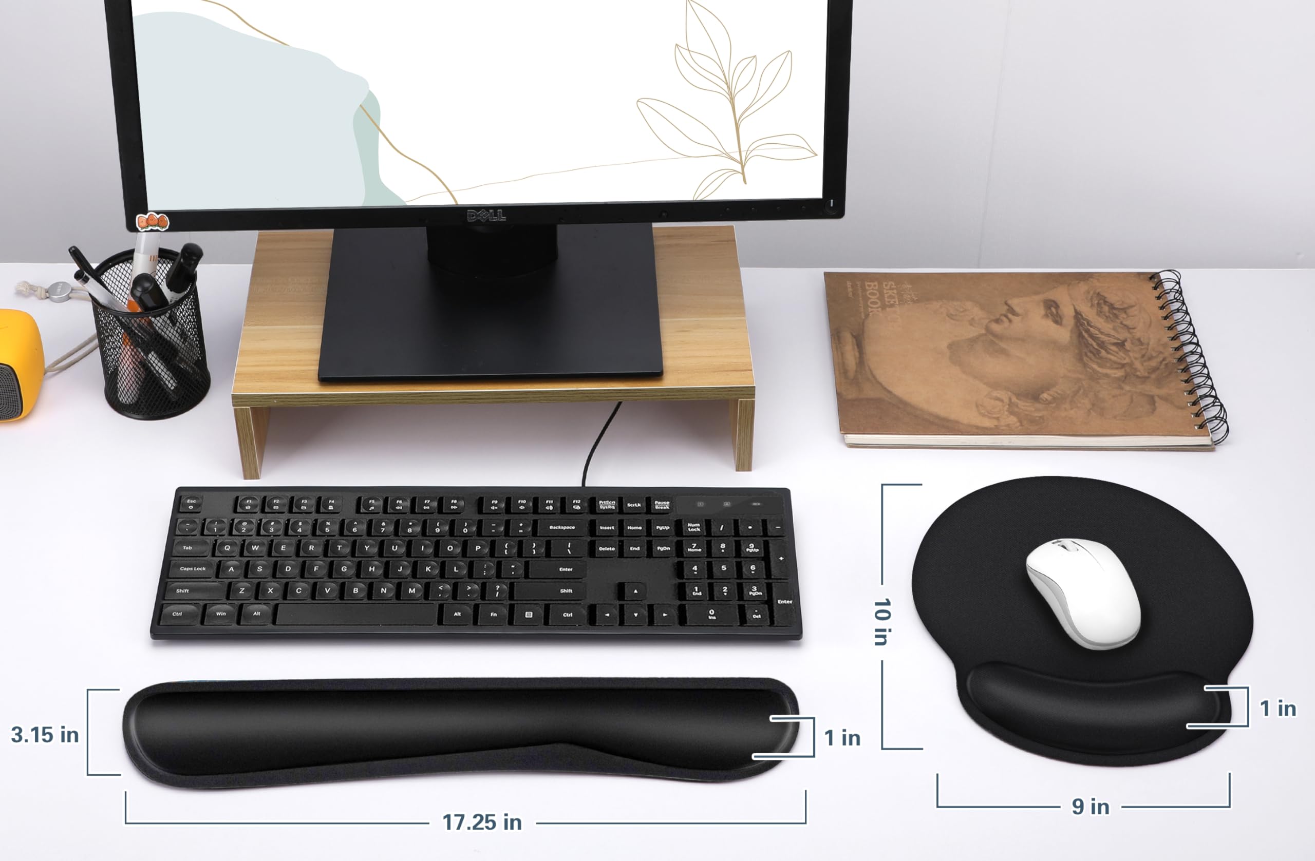 Ergonomic Mouse Pad with Wrist Support, Premium Memory Foam Keyboard Wrist Support Bar and Mouse Wrist Rest Pads Set- for Comfortable Typing &Wrist Pain Relief Mouse Pad with Wrist Support Bar