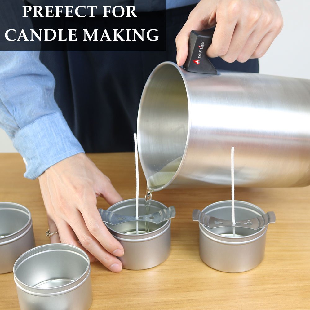 EricX Light Candle Making Pouring Pot, 4 pounds, Dripless Pouring Spout & Heat-Resisting Handle Designed Wax Melting Pot, Aluminum Construction Candle Making Pitcher