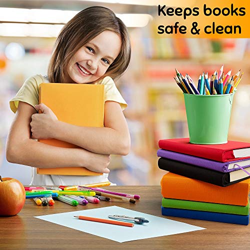 Stretchable Book Covers for Hardcover Books up to 9 x 11 Inches, Ruled Lined Index Card Included, Easy to Put on Stretch Fabric Covers Dustproof Waterproof Windproof,6 Pack