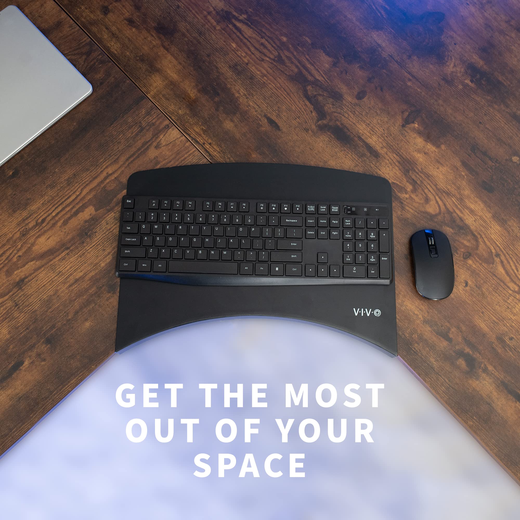 VIVO 17 inch Curved Corner Desk Connector, Corner Desk Sleeve, Platform for Mounting Under-Desk Keyboard Trays on L-Shaped Workstations, Black, DESK-AC07U