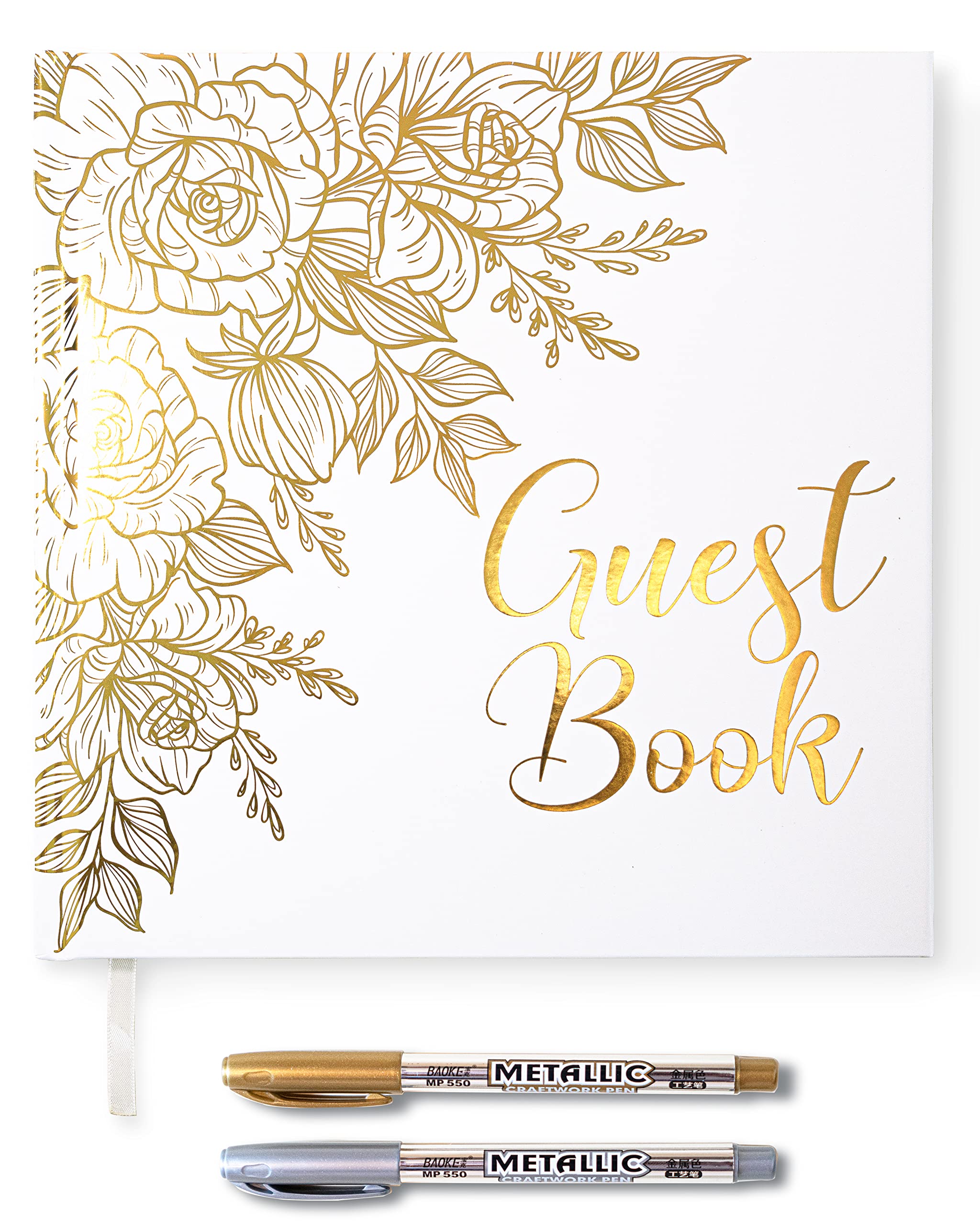 LEMON SHERBET® Wedding Guest Book with Metallic Marker Set - Guest Book Wedding Reception - Baby Shower Guest Book - Polaroid Guest Book for Wedding - Wedding Guestbook - Wedding Sign in Book