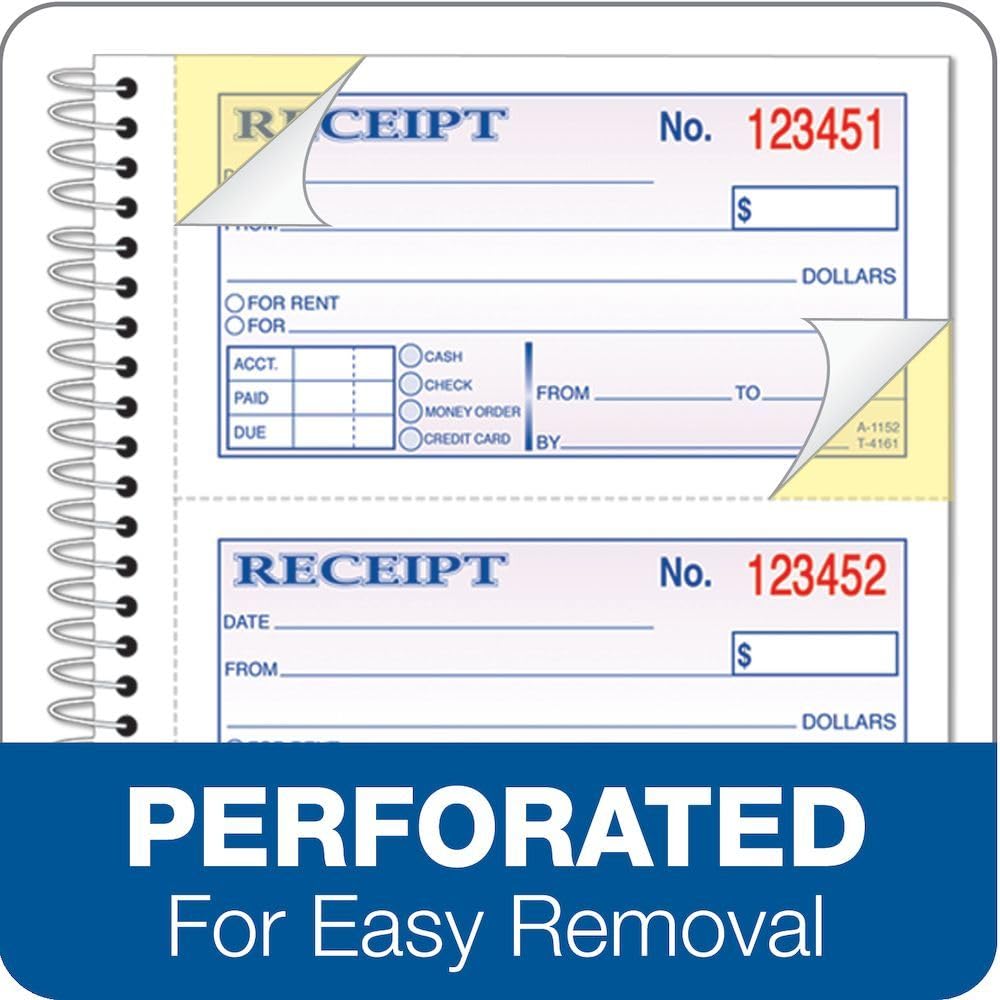 TOPS Money/Rent Receipt Book, 2-Part, Carbonless, 11 x 5.25 Inches, 4 Receipts/Page, 200 Sets per Book (4161) , White