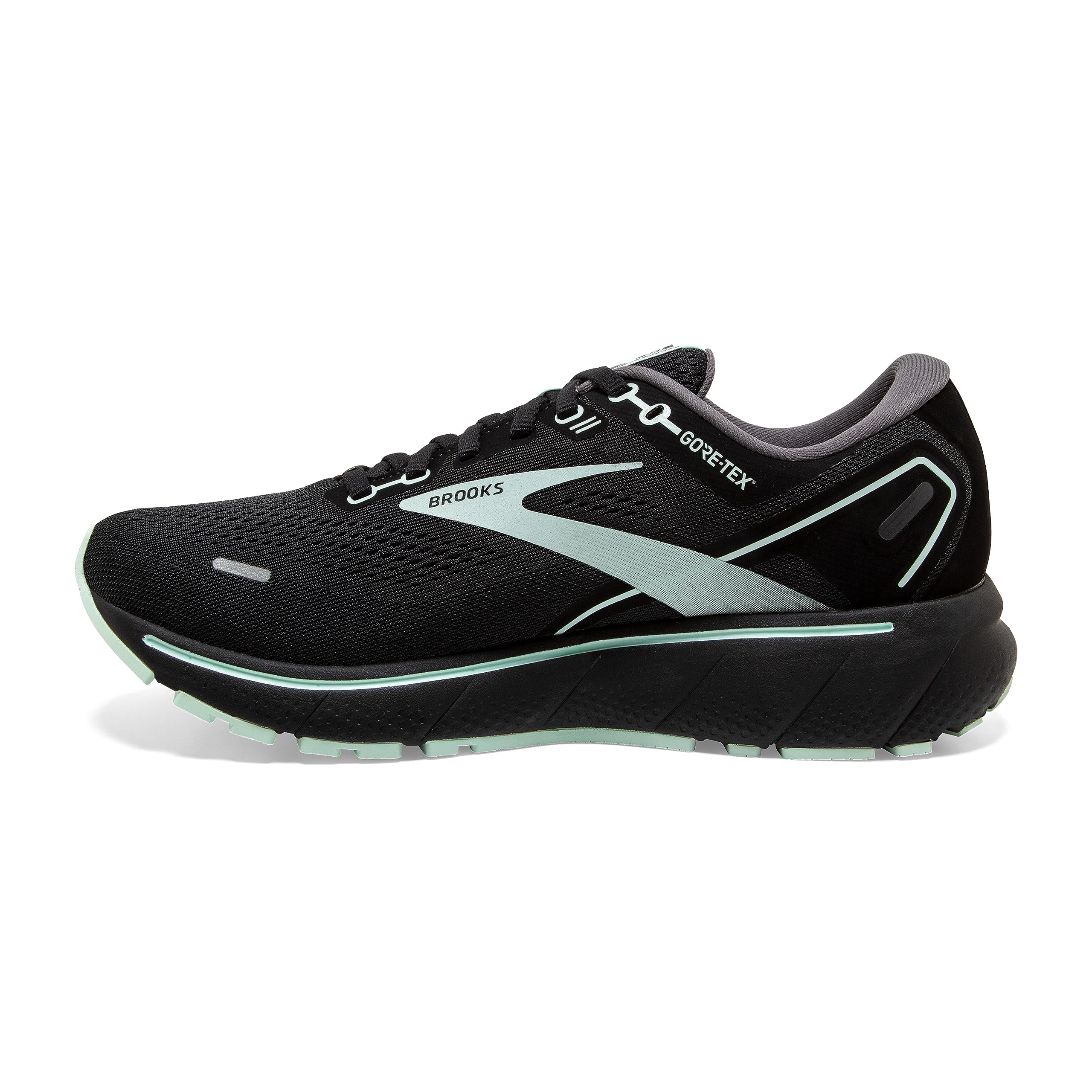Brooks Women's Ghost 14 GTX Waterproof Neutral Running Shoe - Black/Blackened Pearl/Aquaglass - 8.5 Medium