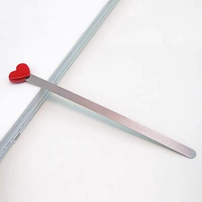 4 Pack Metal Heart-Shaped Bookmark Reading Page Markers Heart Metal Bookmark for Book Lover Gift Women Girls,2 Colors