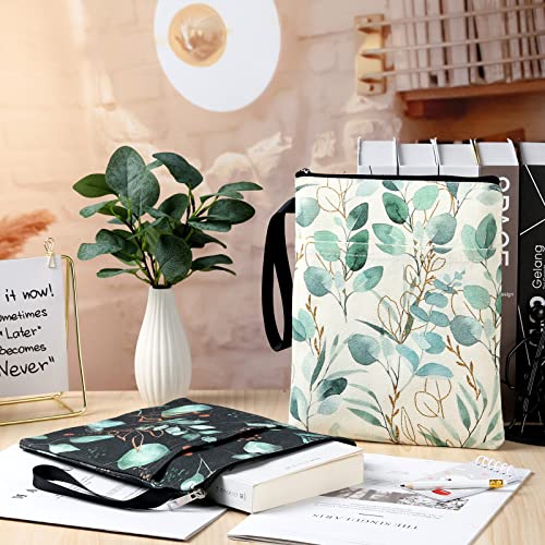 Shappy 2 Pieces Book Sleeve for Lovers Tree Leaves with Zipper Canvas Protector Paperback Cover Washable Pouch Pocket Teen Adult Lover Gift(Fresh Pattern)