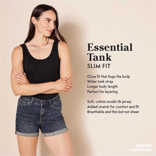 Amazon Essentials Women's Slim-Fit Tank, Pack of 2, Black/Olive, XX-Large