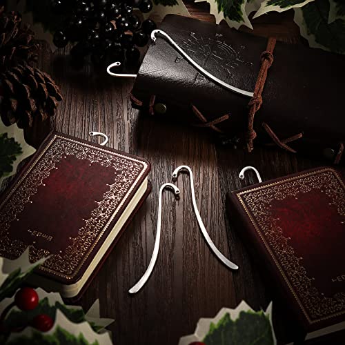 Muzi Hook Bookmark,15 Pcs Silver Plated Smooth Bookmark with Loop Findings Jewelry Making Charms