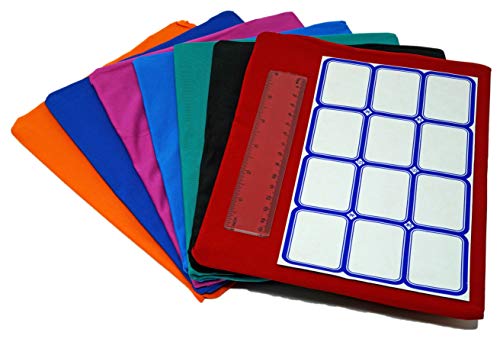 Stretchable Jumbo Book Covers 7 Pack Individual Colors Book Suits® fits Hardcover Textbooks up to 9.5" X 14" Durable Washable Reusable Extras Labels and Ruler