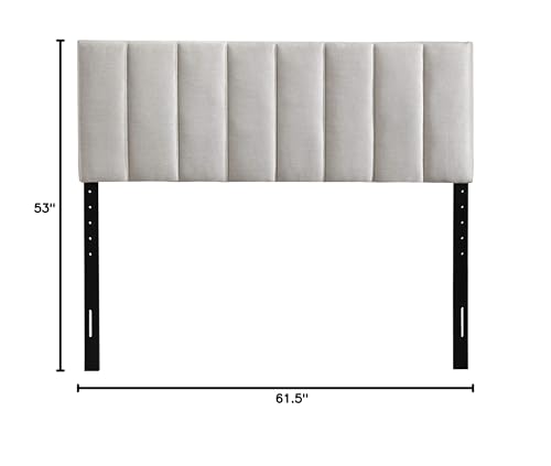 DG Casa Sierra Tufted Upholstered Vertical Channel Adjustable Height Headboard, Queen Size in Beige Polyester Blend Fabric