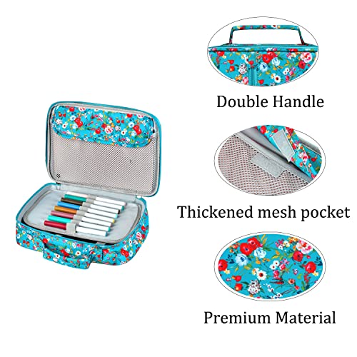 Carrying Bible Bag, Bible Cover for Women, Case Men, Bible Bag with Removable Pen Slots, Durable Zipper Bible Bag Carrying Case with Handle (Green- Flower)