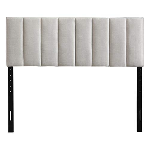 DG Casa Sierra Tufted Upholstered Vertical Channel Adjustable Height Headboard, Queen Size in Beige Polyester Blend Fabric
